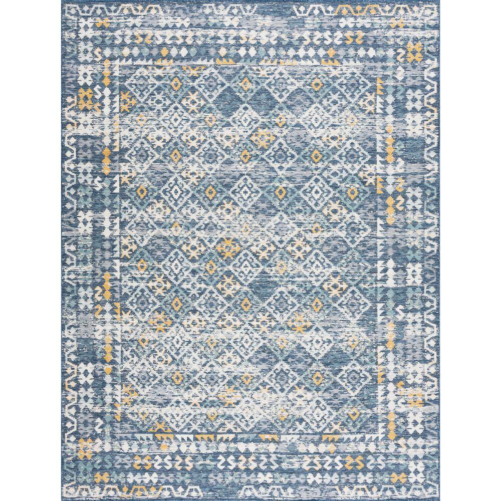 Tayse Rugs Flora 5 x 7 ft. Navy Moroccan Indoor/Outdoor Area Rug ...