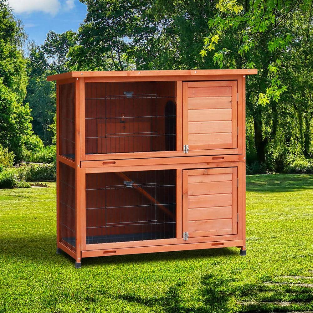 GOGEXX 20 in. L x 17 in. W. x 41 in. H Rabbit Hutch Chicken Coop ...