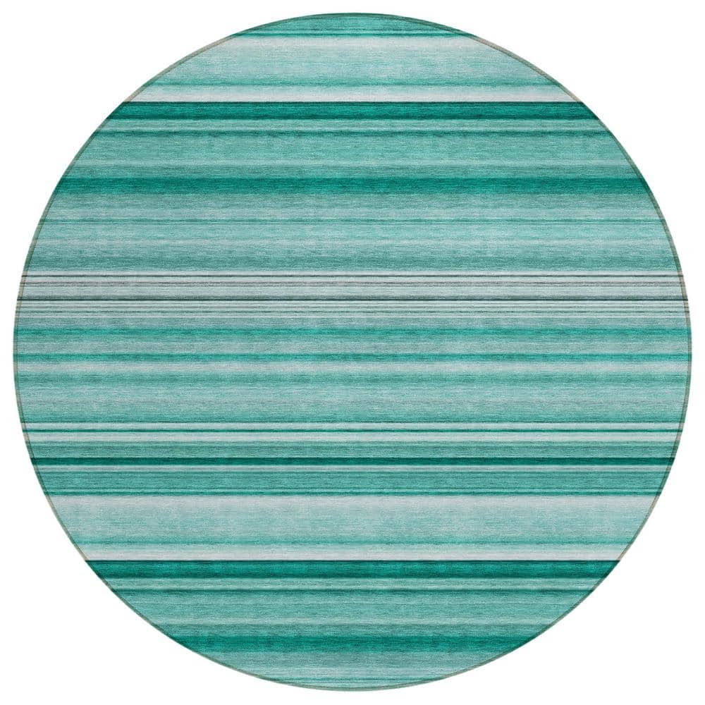 Addison Rugs Chantille ACN529 Aqua 8 ft. x 8 ft. Round Machine Washable ...