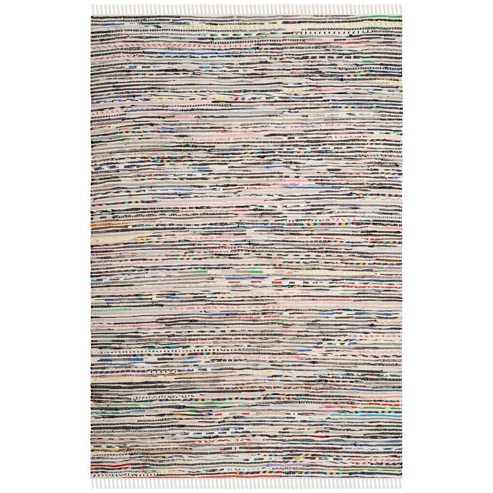 SAFAVIEH Rag Rug Ivory/Multi Doormat 2 ft. x 4 ft. Striped Area Rug ...