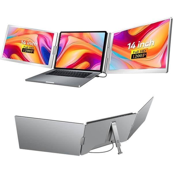 Vrbgify 14" FHD 1080P IPS Laptop Screen Extender Triple Monitor with ...