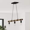 Nathan James Henry Linear Farmhouse Chandelier, Pendant 3-Light Rustic ...