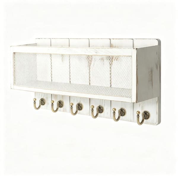 Cubilan 13 in. W x 3.5 in. D White Wood Decorative Wall Shelf ...
