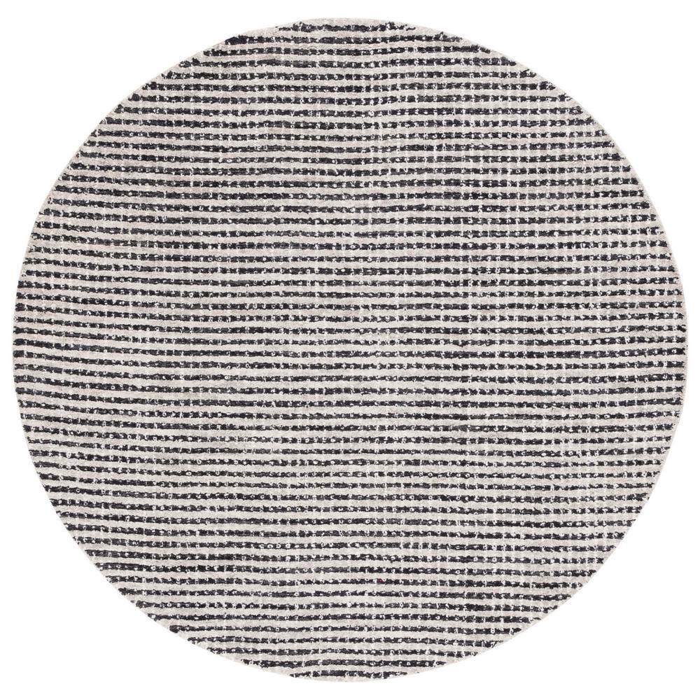 SAFAVIEH Abstract Black/Ivory 6 ft. x 6 ft. Striped Round Area Rug ...