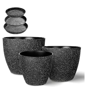 10/9/8 in. Medium Black Plastic Round Planter Set (3-Pack) L0CT2V5DLW ...