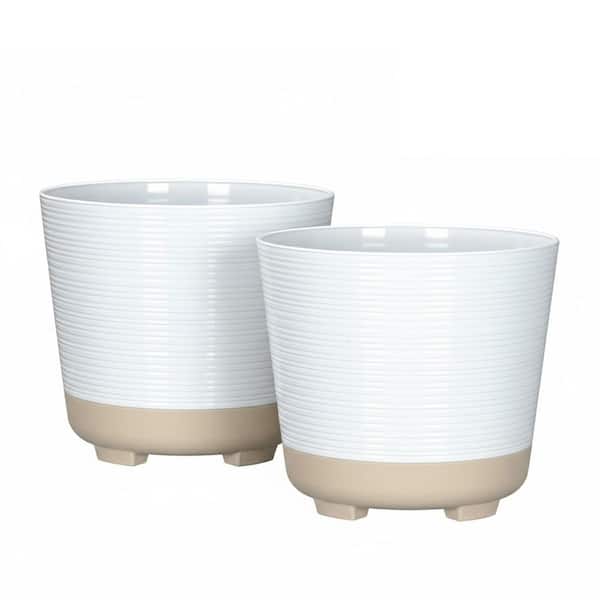 Reviews for Vigoro Medium White Resin Round Hanging Planter with Knock ...