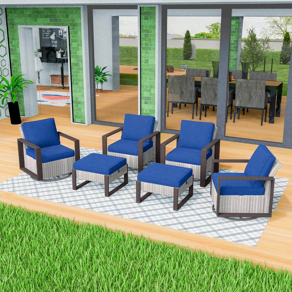 MeetLeisure 6-Piece Wicker Outdoor Sectional Set Patio Conversation 3 ...