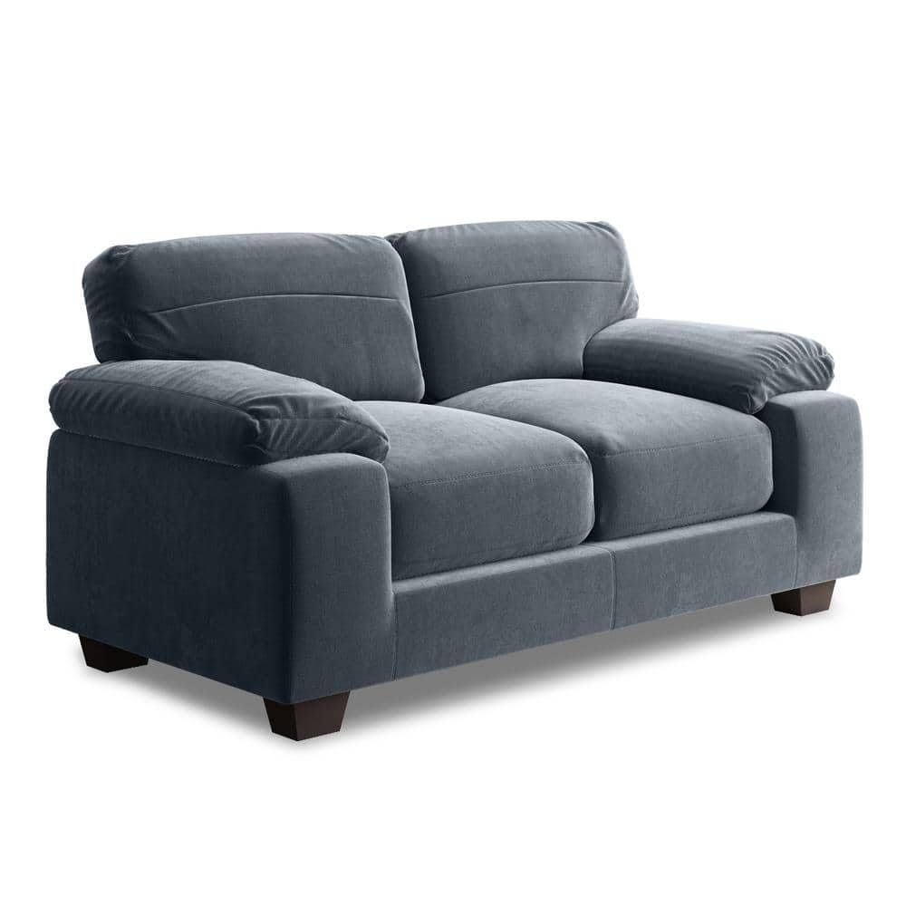 GOJANE Modern 59 in. Round Arm Fabric Rectangle Sofa in Grey ...