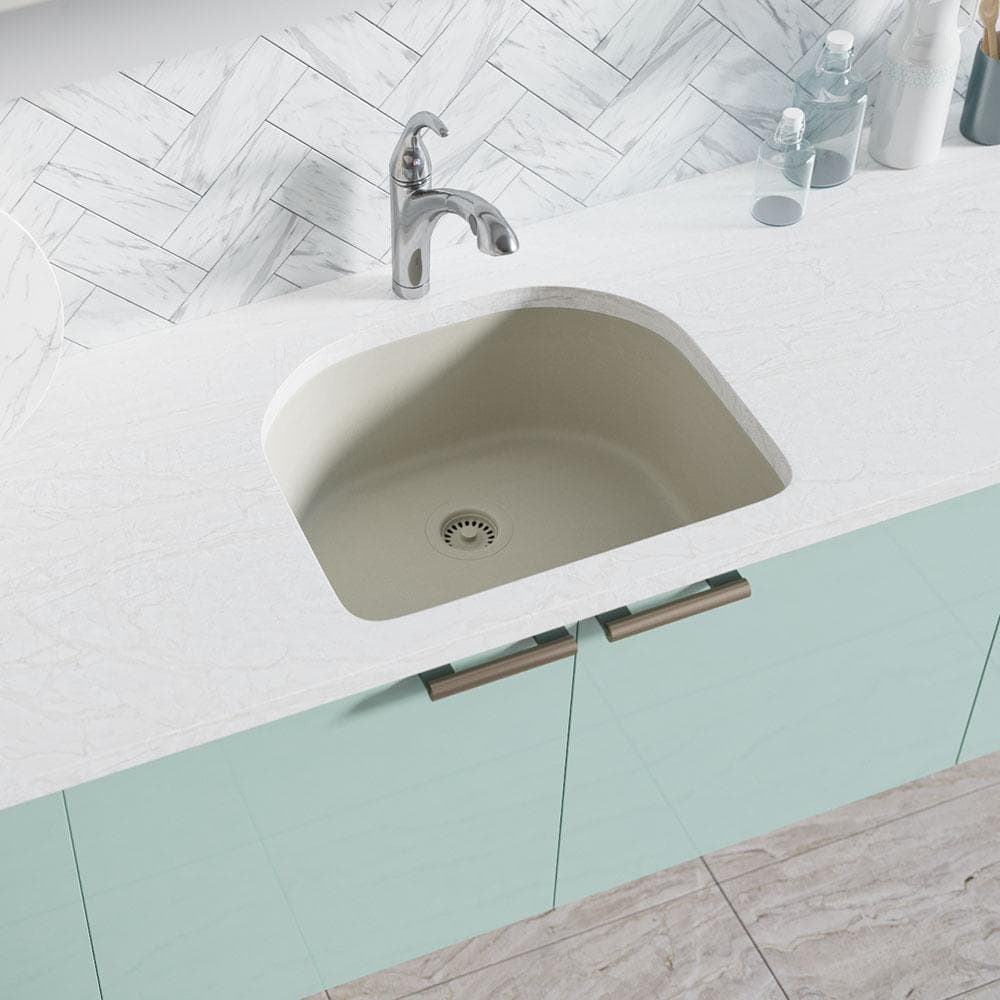Rene Concrete Granite Quartz 25 in. Single Bowl Undermount Kitchen Sink ...
