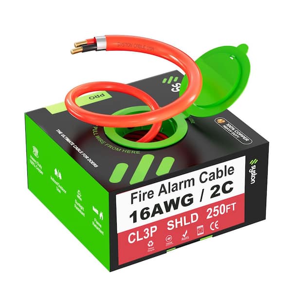 Syston Cable Technology 250 ft. 16/2 Red FPLP Plenum Rated Shielded ...