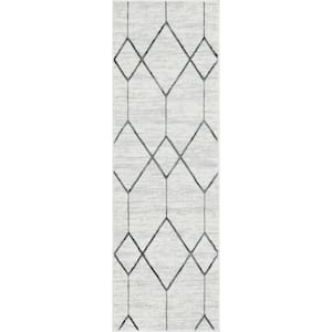 Unique Loom Matrix Trellis Deco White 3 ft. 3 in. x 3 ft. 3 in. Round ...