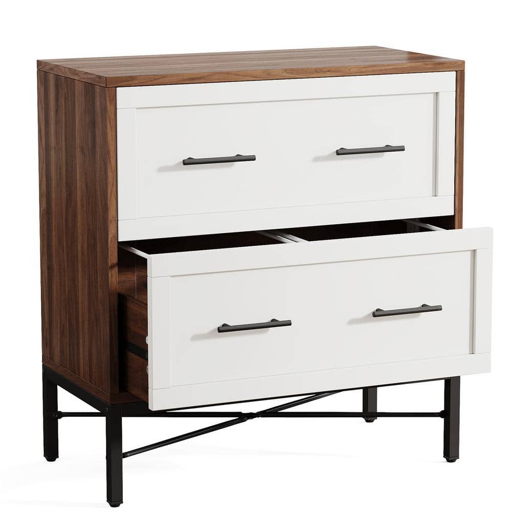 BYBLIGHT Atencio 2-Drawers Brown Engineered Wood 32 in. W Lateral File ...