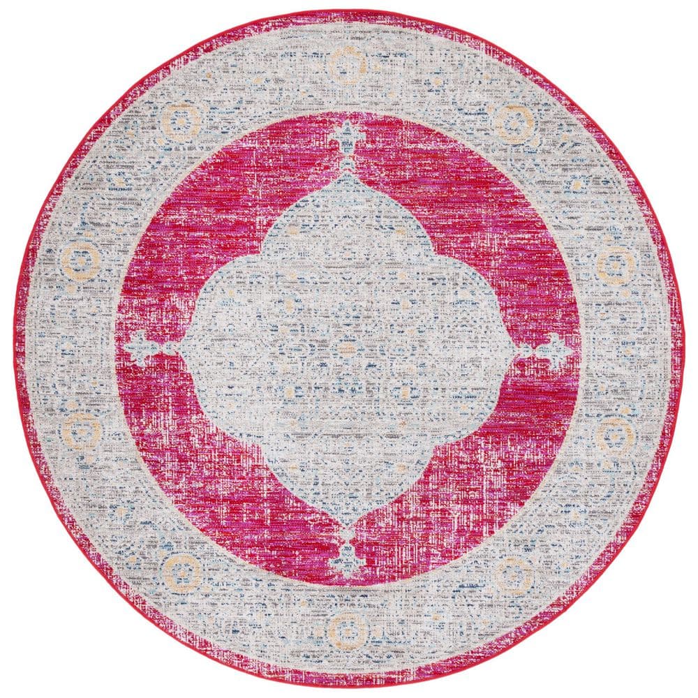 SAFAVIEH Montage Rose/Gray 7 ft. x 7 ft. Distressed Traditional Indoor ...