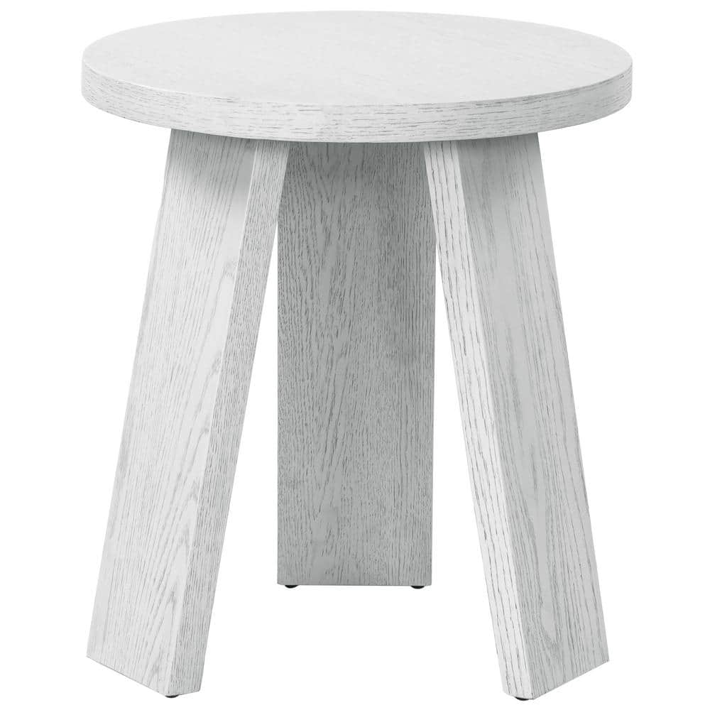 SAFAVIEH Julianna 20 in. Whitewashed Round Wood End Table SFV2165C ...