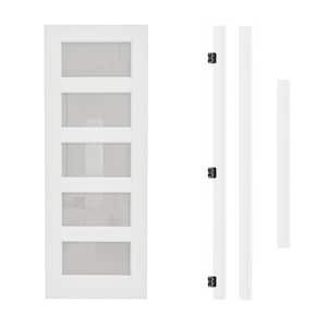 EH PUERTA 36 in. x 80 in. 5-Lite Clear Glass Right Hand White Solid ...
