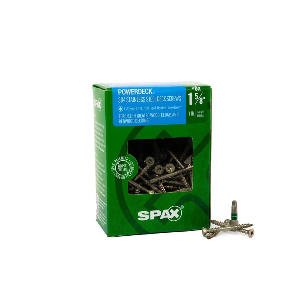 SPAX #8 x 1-5/8 in. Exterior Trim Head Stainless Steel Wood Deck Screws ...