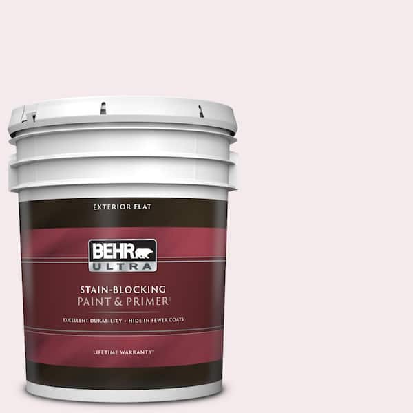 BEHR ULTRA 5 gal. #PR-W05 Sweet Roses Flat Exterior Paint & Primer ...
