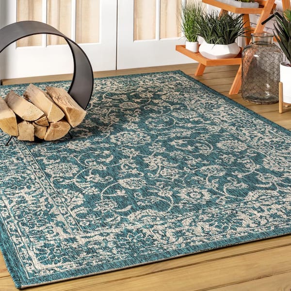 Teal and gray rug store