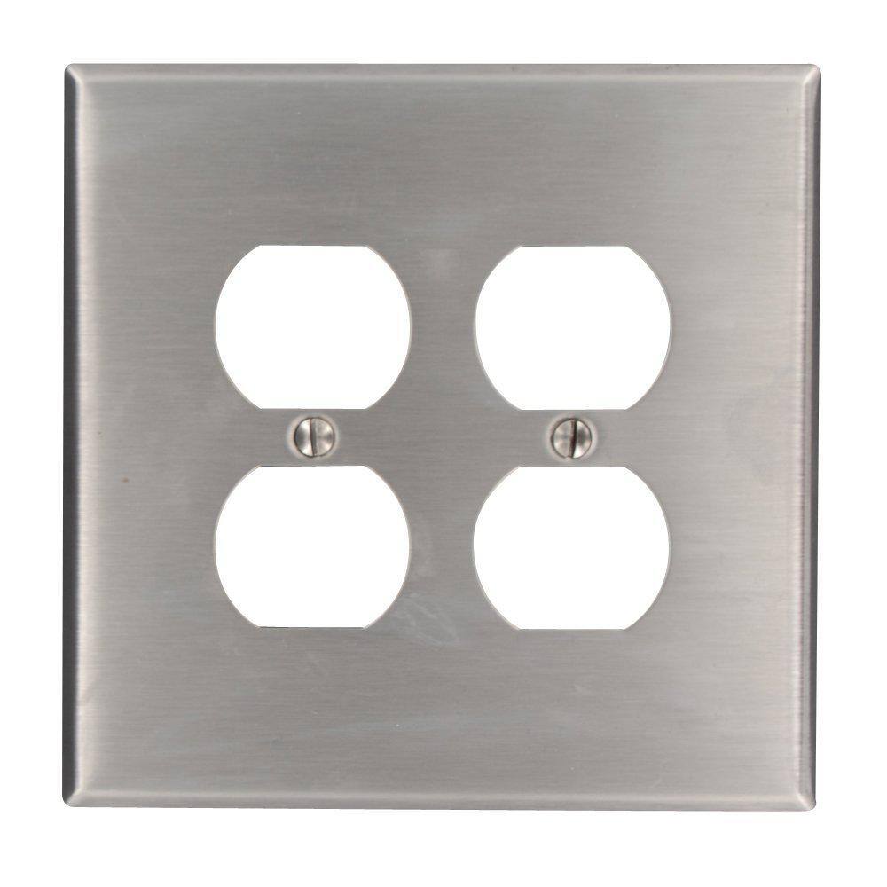Leviton Stainless Steel 2-Gang Duplex Outlet Wall Plate (1-Pack) 84116 ...