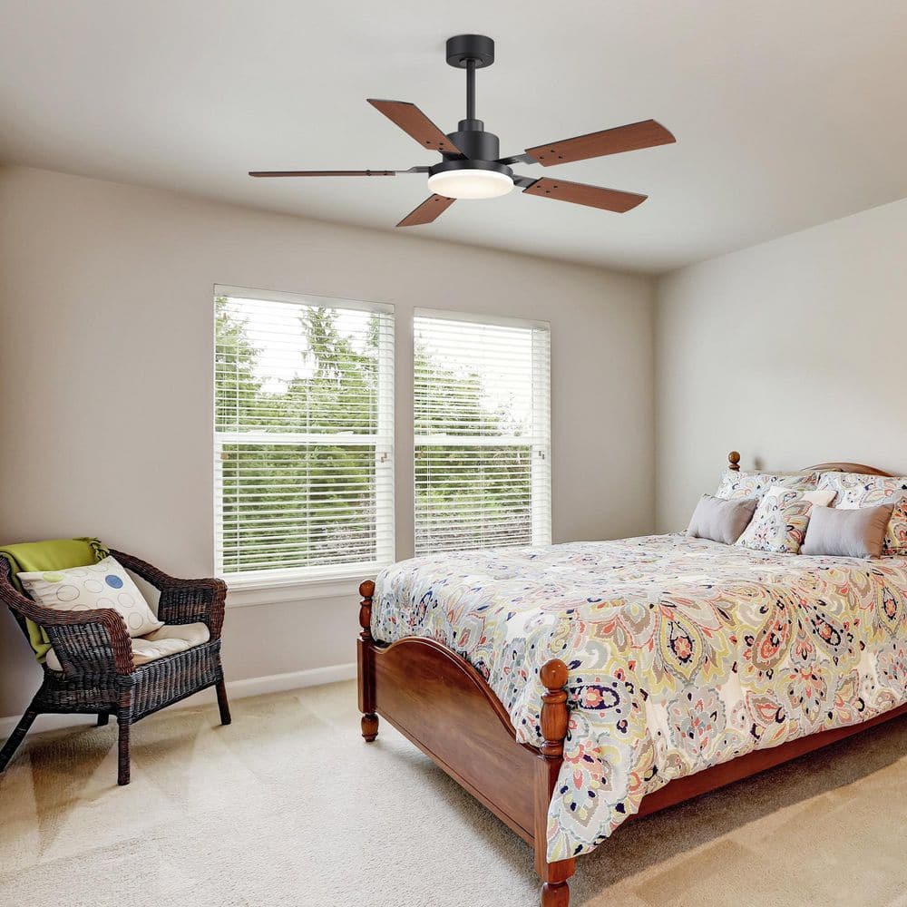 Breezary Beth 52 in. Indoor Black Modern Industrial Ceiling Fan with ...