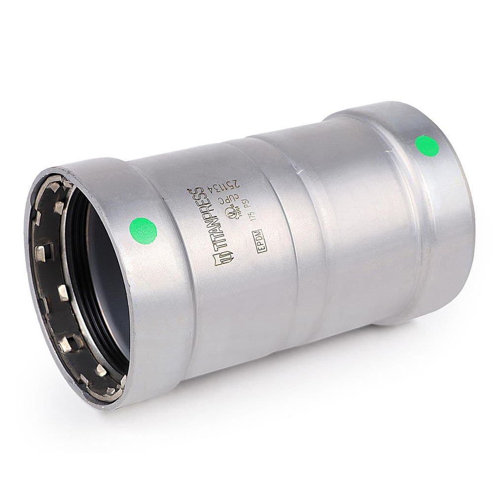 T TITANPRESS 1-1/2 in. Carbon Steel Press Coupling No Stop EPDM ...