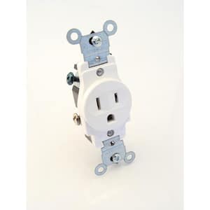 Leviton 15 Amp 125 V Snap-In Single Outlet/Receptacle, w/ Leads, White ...