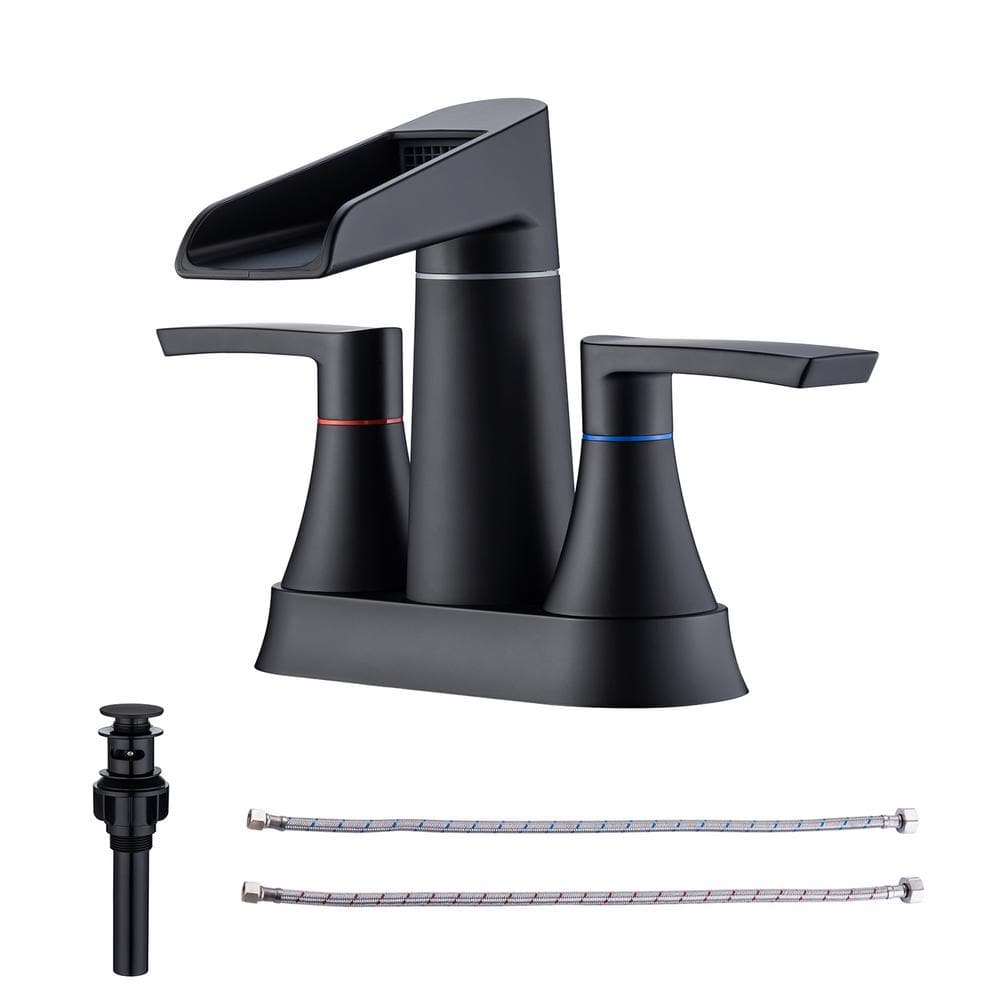 RAINLEX Waterfall 4 in. Centerset 2-Handle Lavatory Bathroom Faucet ...