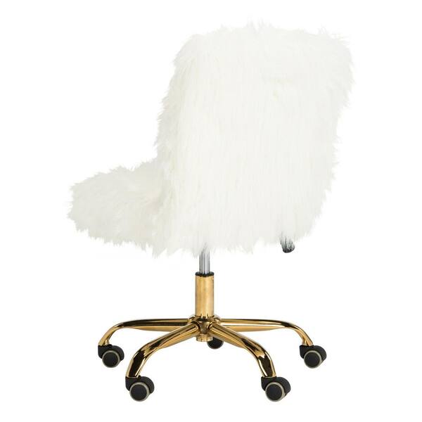 Safavieh Whitney Faux Sheepskin Leg Swivel Office Chair White Gold