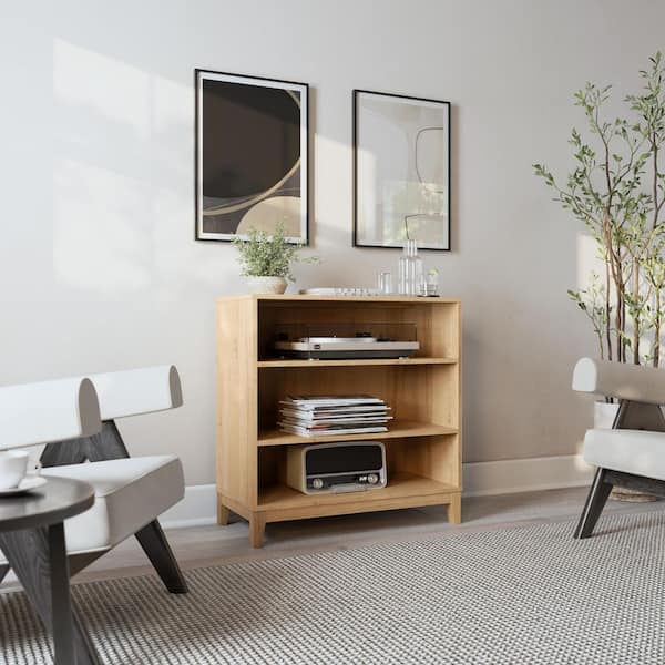 Prepac Modulr 31.75 in. Tall Oak Engineered Wood Bookcase, Modular ...