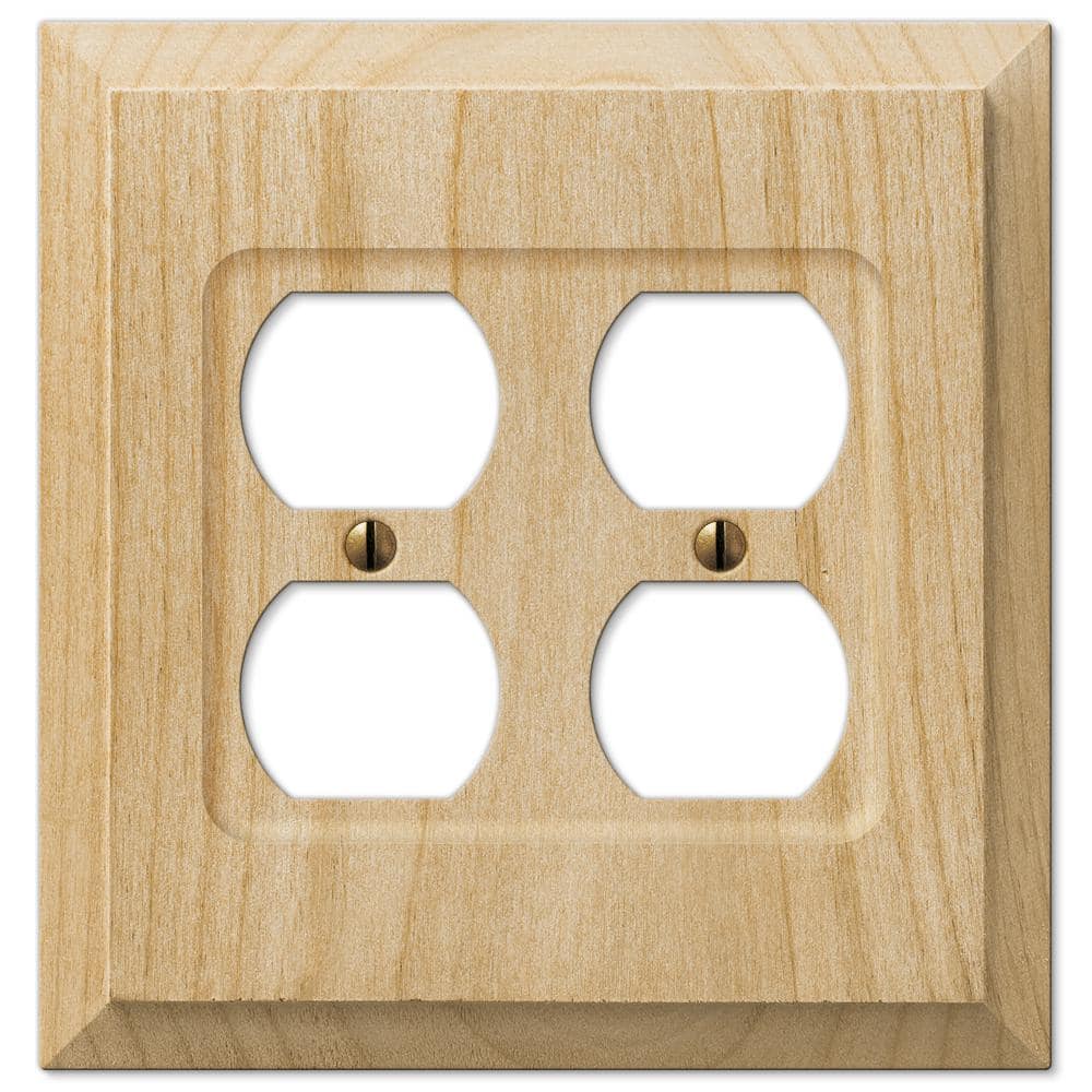 AMERELLE Cabin 2-Gang Unfinished Duplex Outlet Wood Wall Plate 180DDHD ...