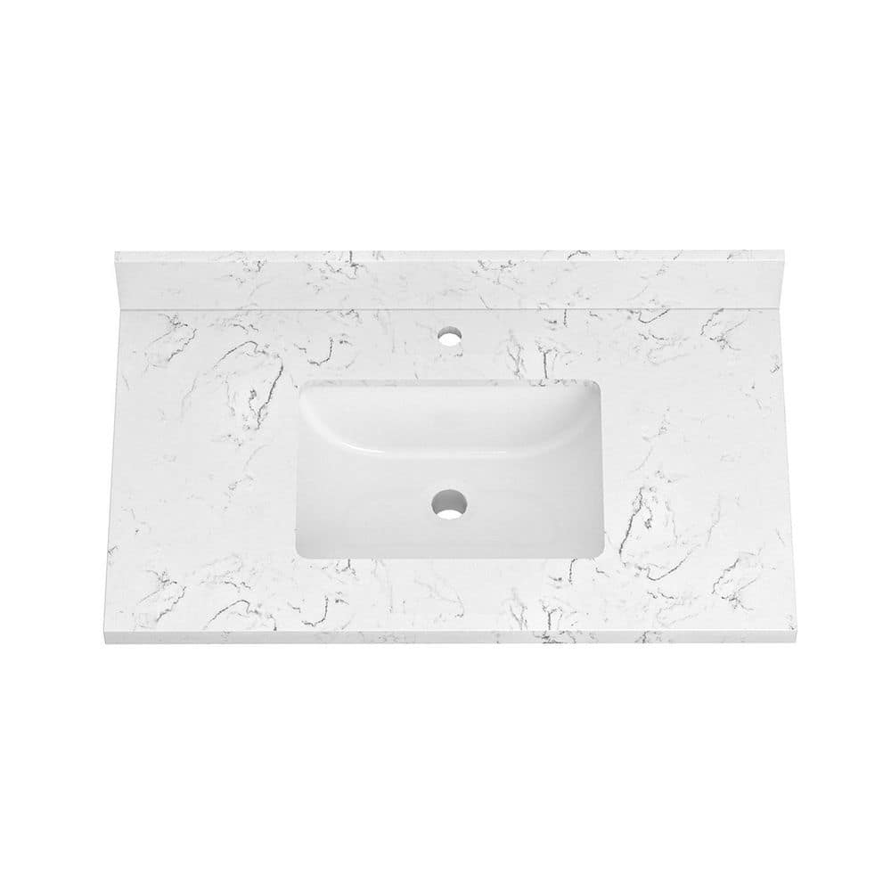 LANDOLT Classic Vein 37 in. W x 22 in. D Engineered Stone Rectangular ...