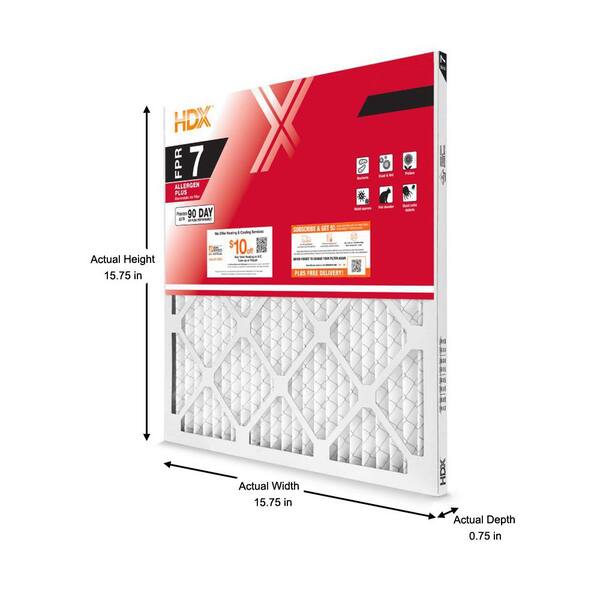 HDX 16 in. x 16 in. x 1 in. Allergen Plus Pleated Air Filter FPR 7 60701.011616 The Home Depot