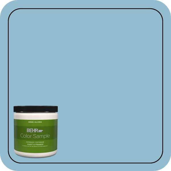 BEHR PREMIUM PLUS 8 oz. #S490-3 Reef Blue Semi-Gloss Interior/Exterior ...