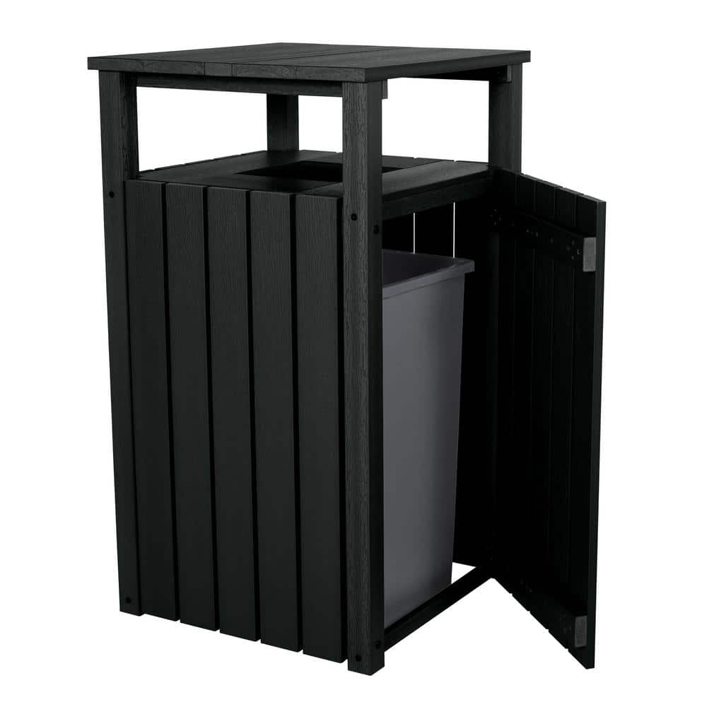 Highwood Commercial 40 Gal. Open Trash Can with Hood CM-TR01HA-BKE ...