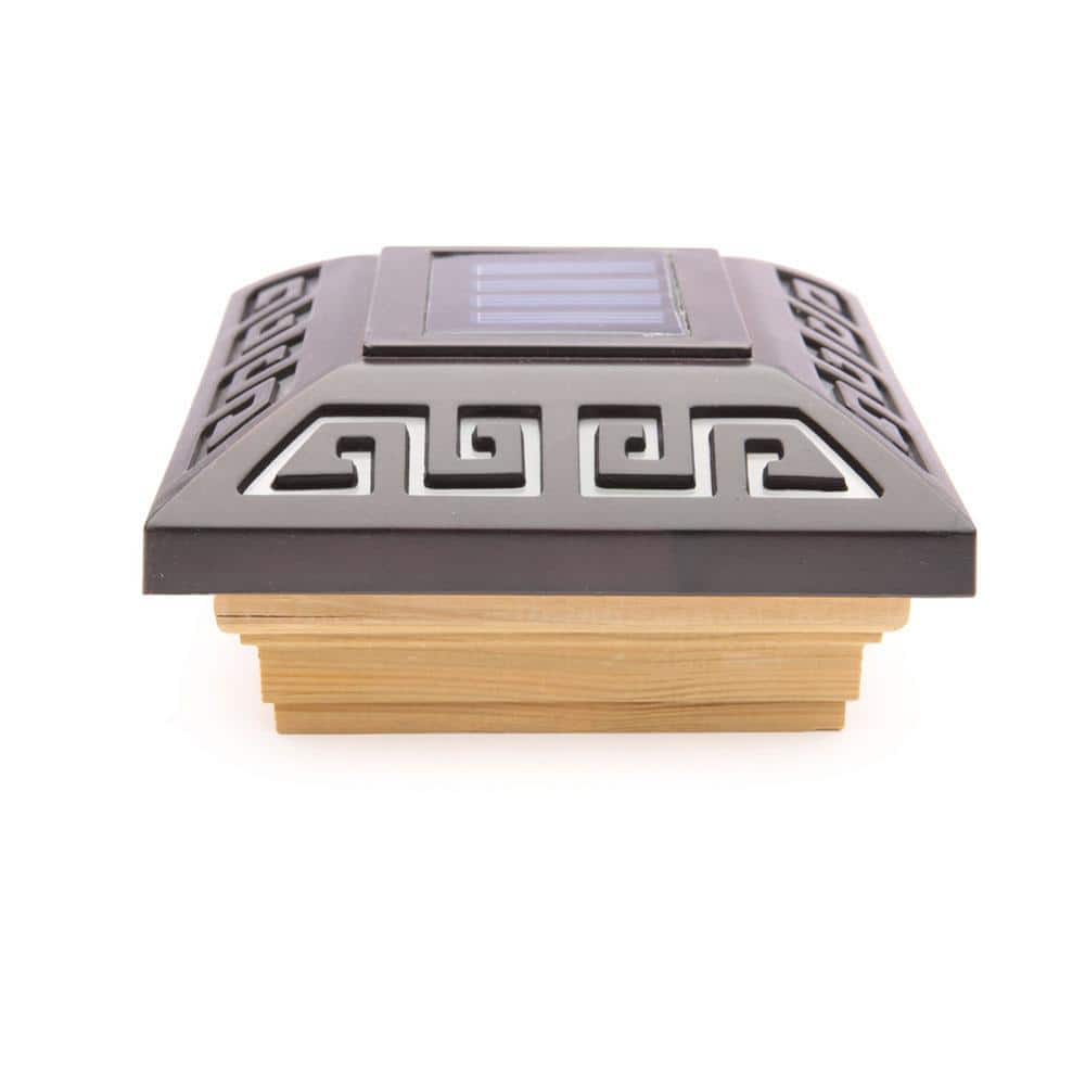 Deckorators 4 in. x 4 in. Bronze Labyrinth Solar LED Post Cap 141617 ...