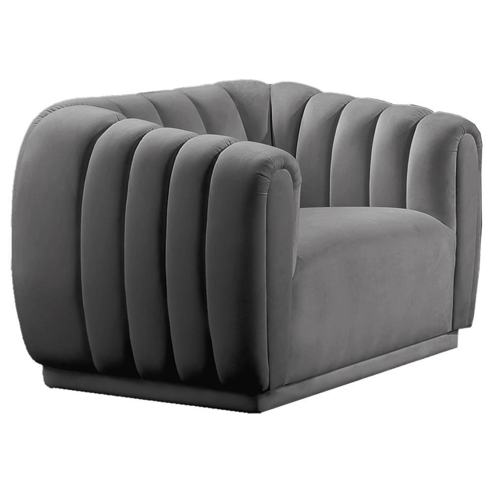Best Master Furniture Villanova Gray Velvet Arm Chair VP001GC - The ...