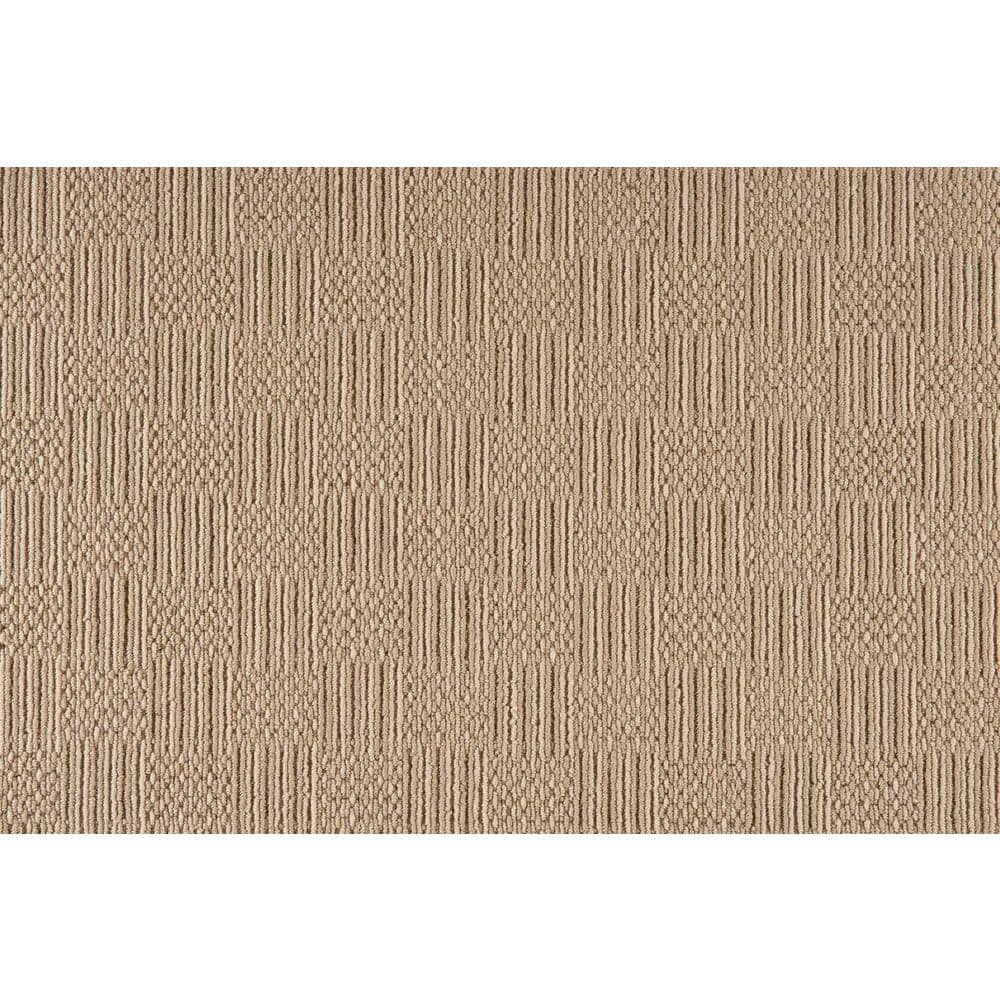 Natural Harmony Upland Grid Oakwood Brown 13.2 ft. 34 oz. Wool Pattern ...