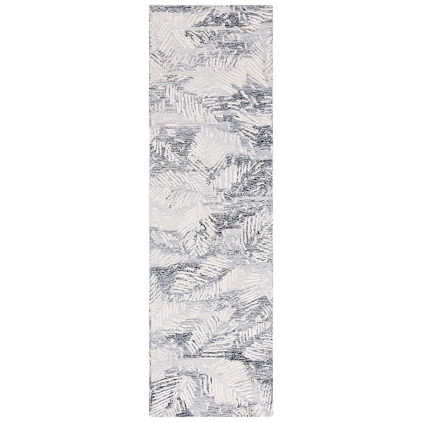 SAFAVIEH Glamour 2 ft. x 8 ft. Black/Ivory Abstract Feather Runner Rug ...