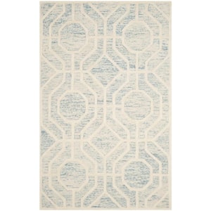 SAFAVIEH Cambridge Blue/Ivory 8 ft. x 10 ft. Border Knotted Geometric ...