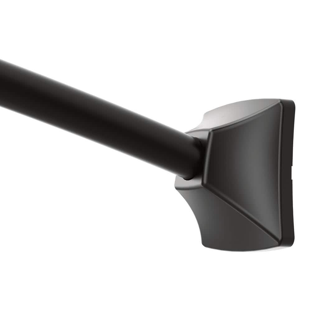 MOEN 72 in. Permanent Adjustable Curved Shower Rod with Square Flange ...