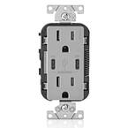 Leviton 4.2 Amp Decora 4-Port USB Charger Combo Outlet, Gray-USB4P-GY ...