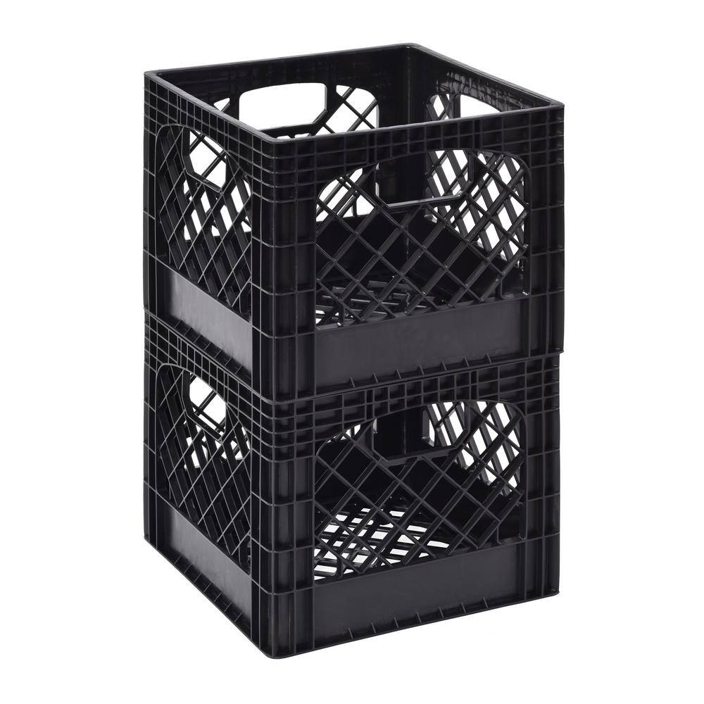 Muscle Rack 11 in. H x 13 in. W Milk Storage Crate Basket in Black (2 ...