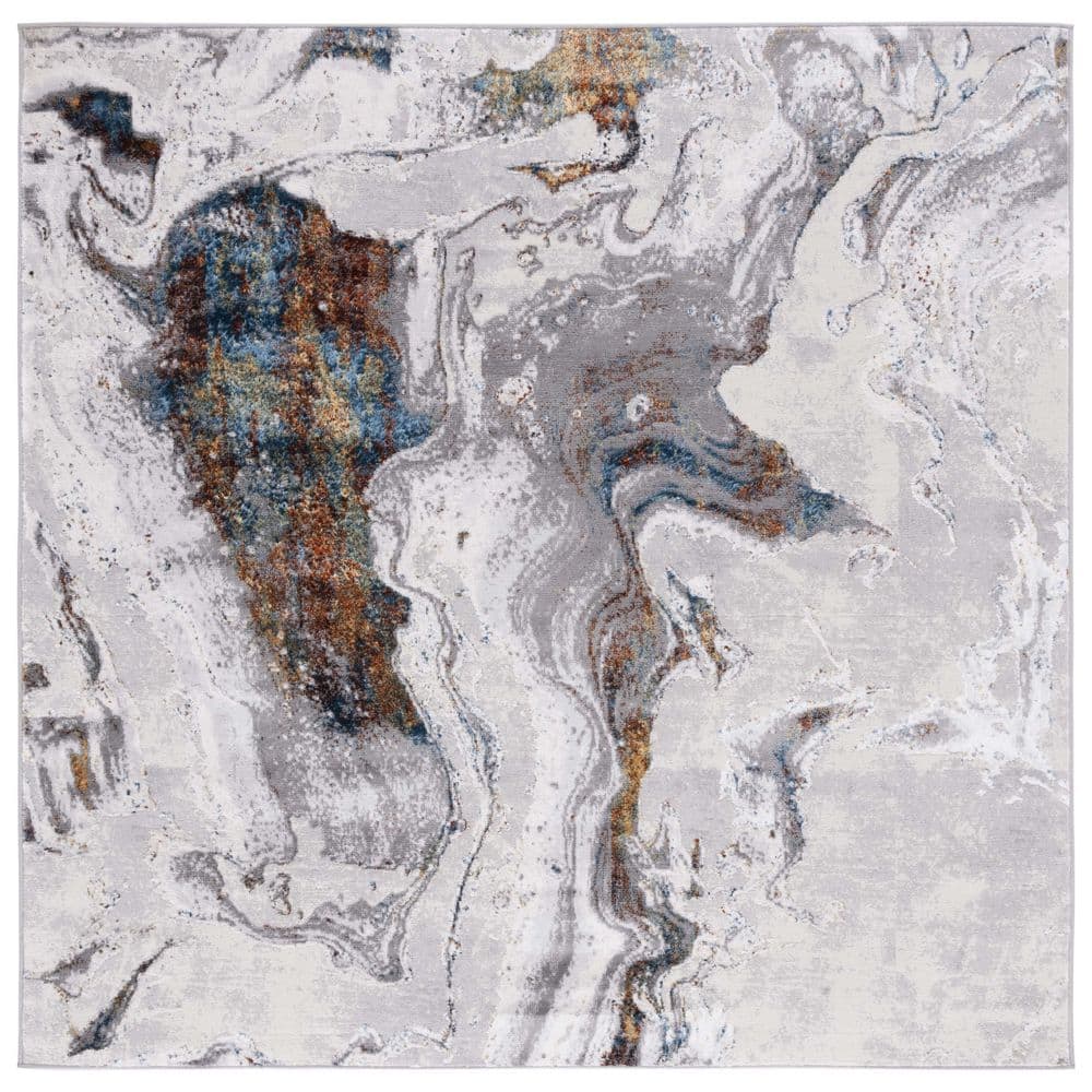 SAFAVIEH Amelia Blue 7 ft. x 7 ft. Abstract Gradient Striped Square ...