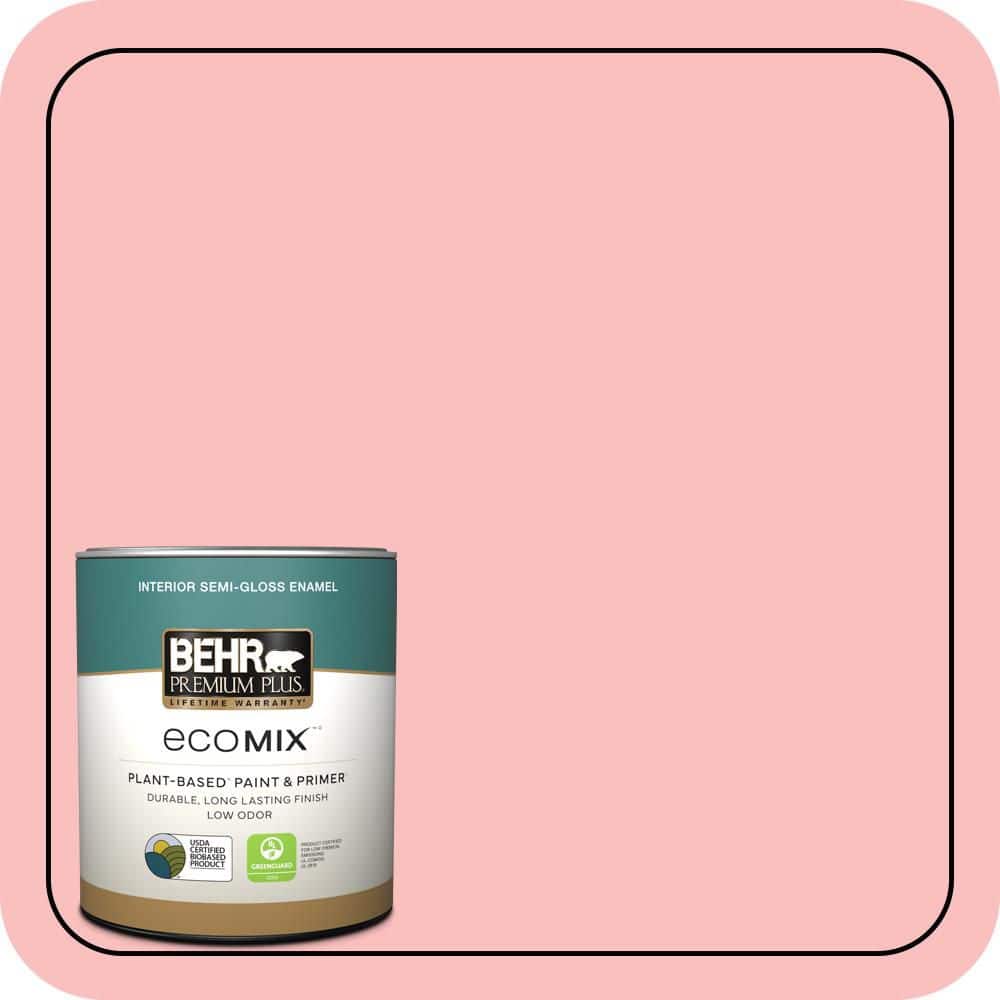BEHR PREMIUM PLUS 1 qt. #140A-3 Carnation Bloom Semi-Gloss Enamel ...