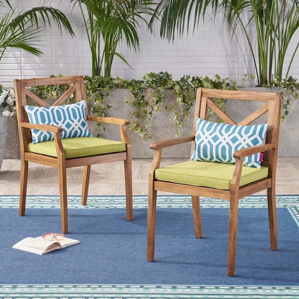 2-Piece Wood Outdoor Dining Chairs, Portable Black Patio Chairs ...