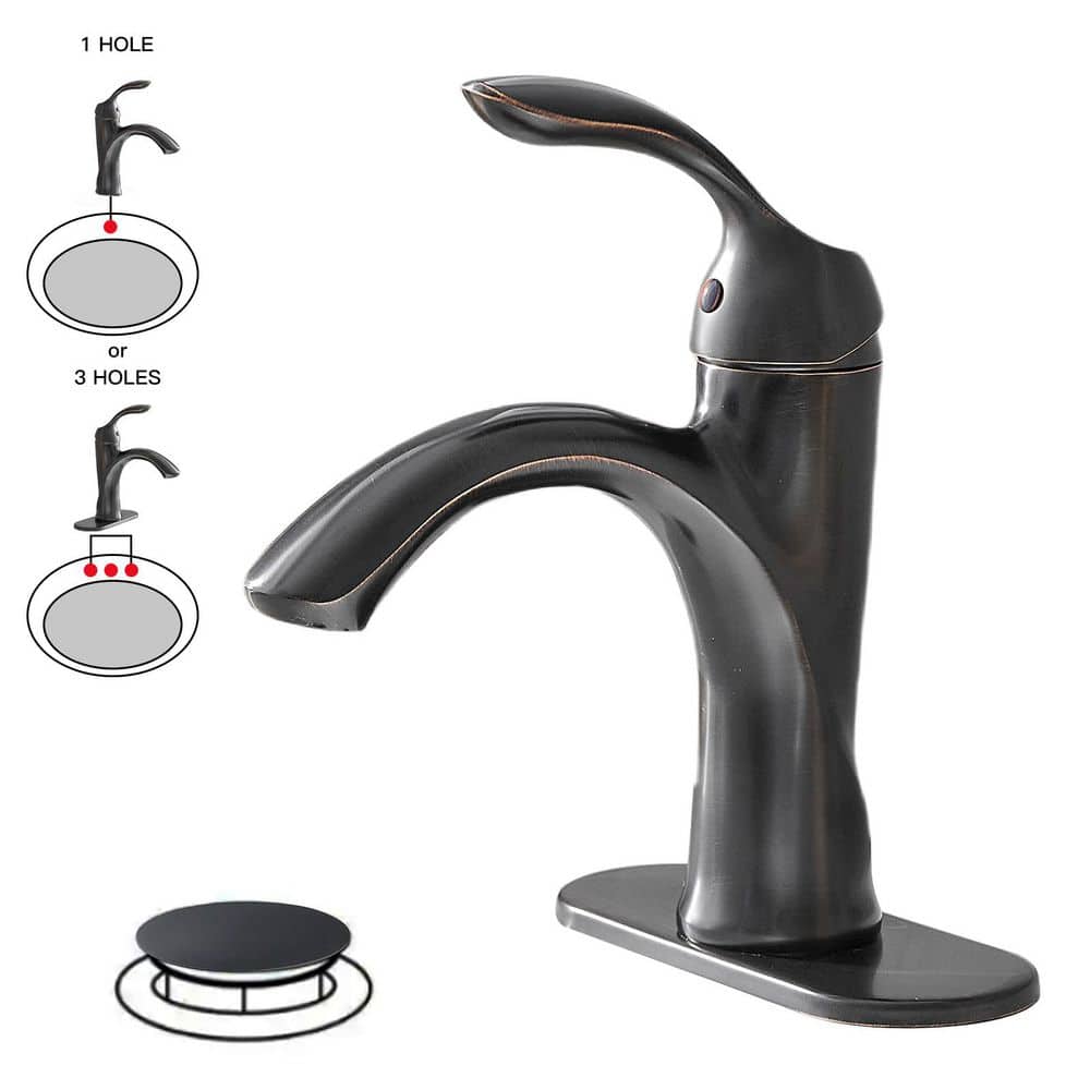 BWE Single-Hole Single-Handle Bathroom Faucet With Pop-up Drain ...