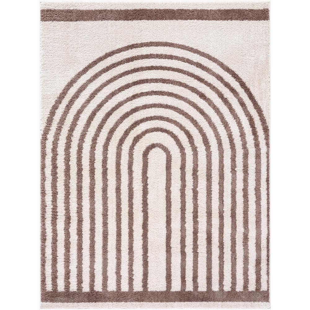 Livabliss Fossay Shag Dark Brown 5 ft. x 7 ft. Modern Indoor Area Rug ...