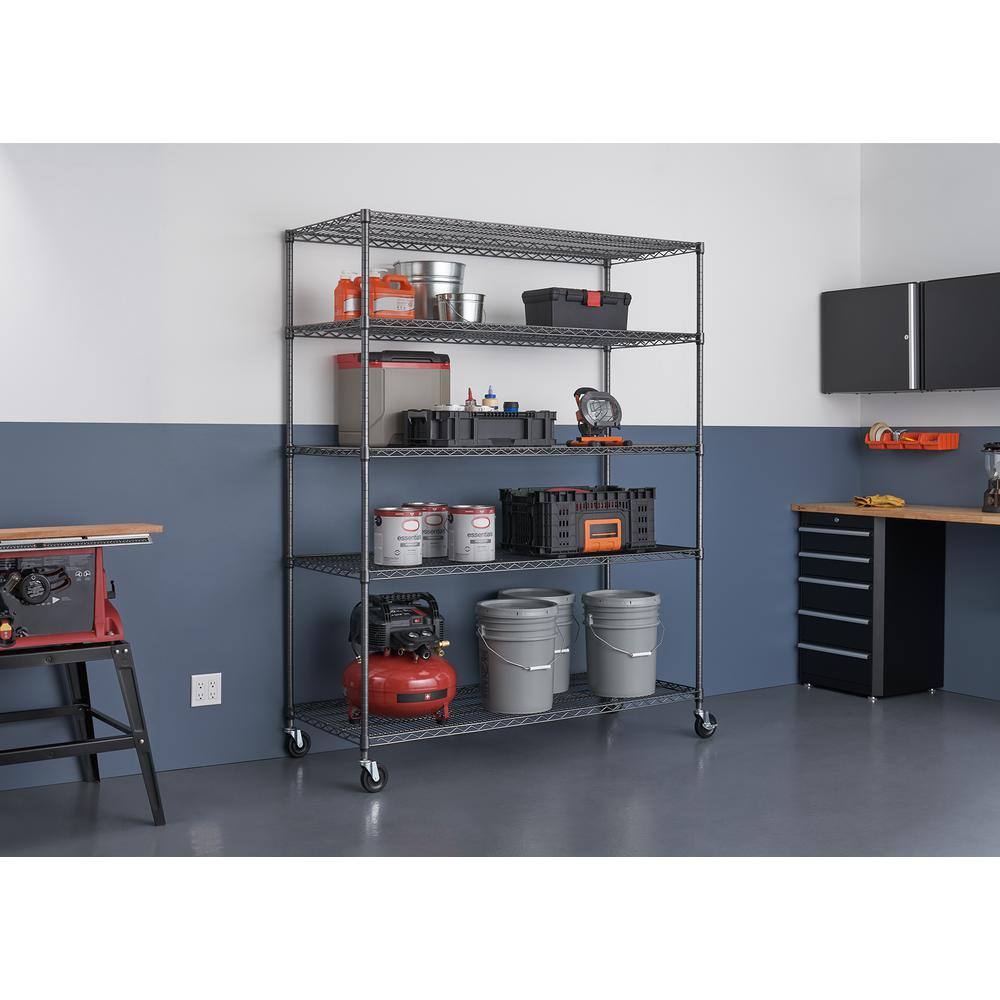 Reviews for TRINITY PRO Black 5-Tier Rolling Steel Wire Garage Storage ...