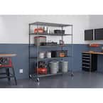 TRINITY PRO Black 5-Tier Rolling Steel Wire Garage Storage Shelving ...