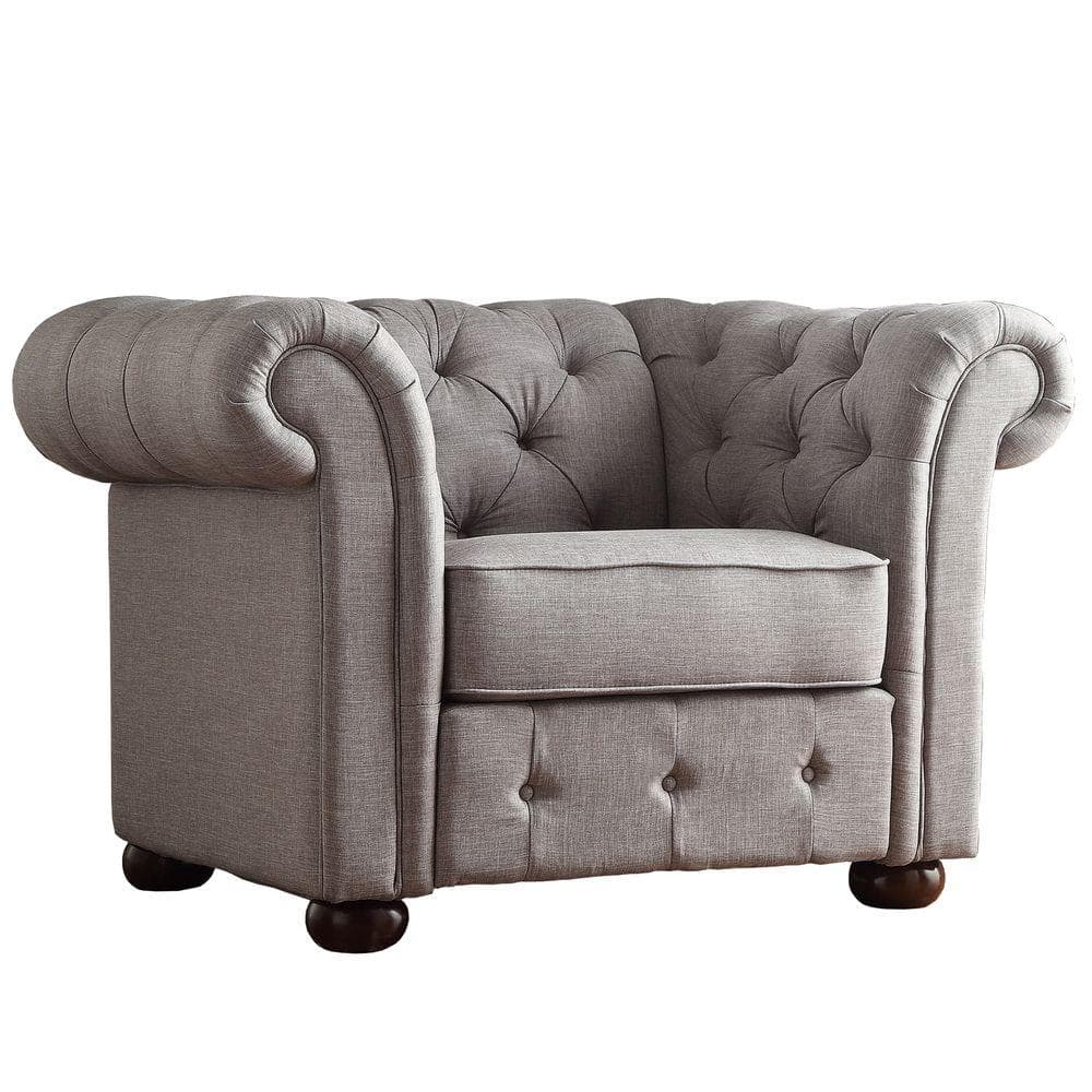 HomeSullivan Radcliffe Grey Linen Arm Chair 40E208C-GL1CHR - The Home Depot
